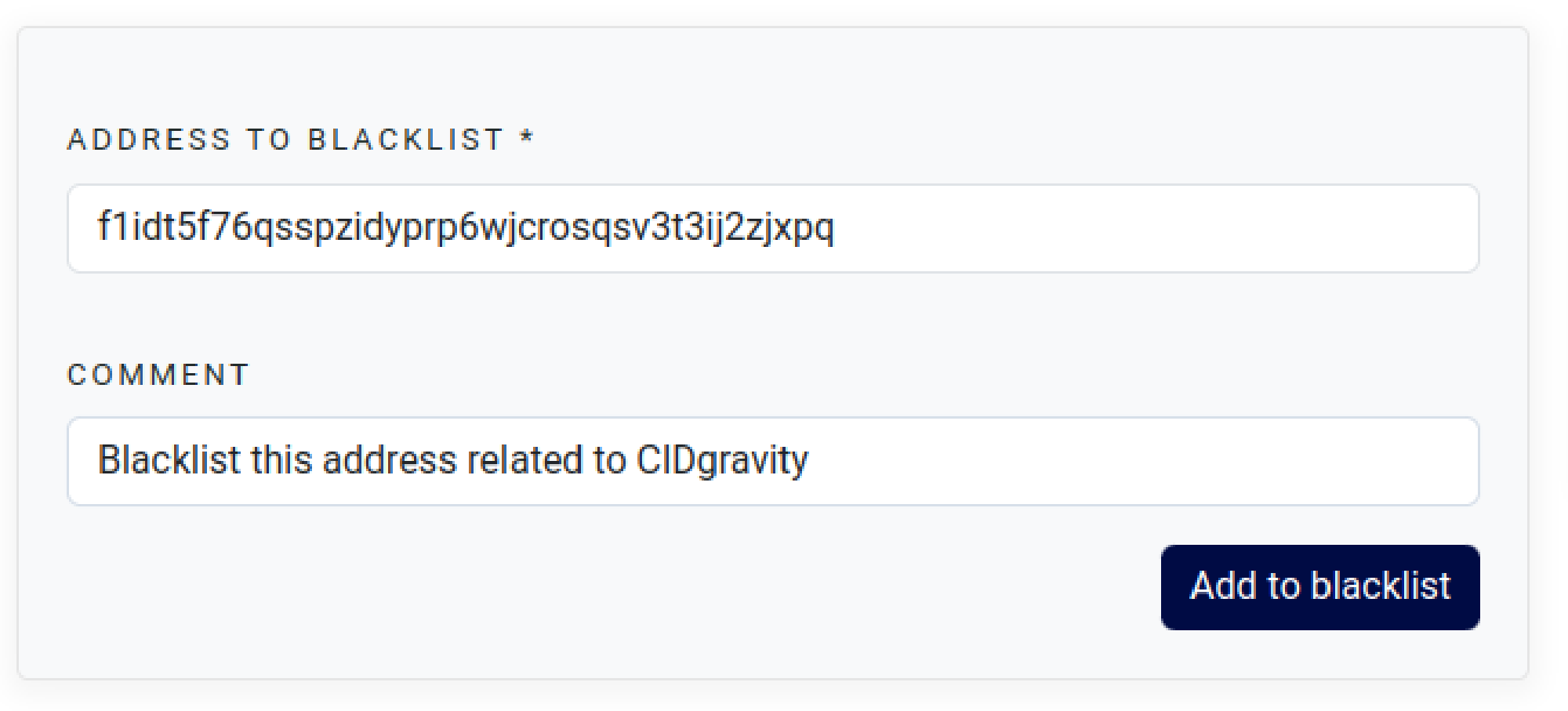 Blacklist - CIDgravity documentation